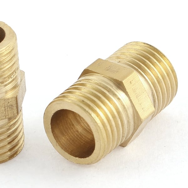 5 Pcs 1/4 BSP to 1/4 BSP Male Thread Brass Pipe Hex Nipple Fitting ...