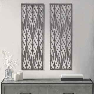 Roomfitters 2-Piece Gray Laser Cut Wood Wall Decor Set, 36x12 Plume ...