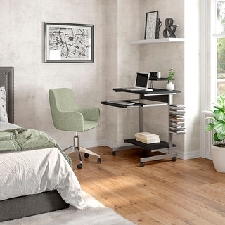 Black Finish Compact Computer Cart With Storage - Bed Bath & Beyond ...