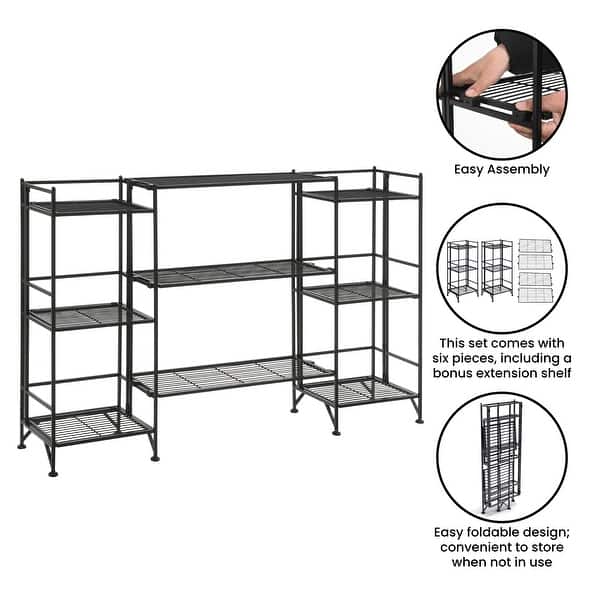 Convenience Concepts Xtra Storage 3 Tier Folding Metal Shelves with Set ...