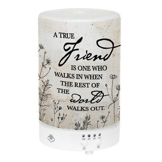 5.75" LED Beige Floral "True Friend" Inspirational Essential Oil Diffuser - Bed Bath & Beyond ...