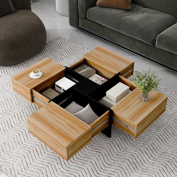 Coffee Table with 4 Hidden Storage Compartments Square Cocktail Table with Extendable Sliding Tabletop Bed Bath Beyond 39452551
