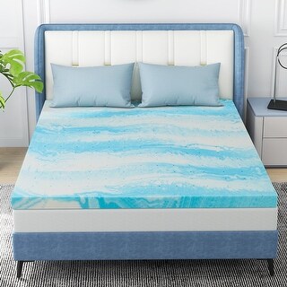 2 Inch Mattress Topper, Queen Gel Memory Foam in a Box - Blue - Bed ...