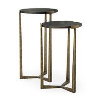 Atticus Black Wood and Antiqued Gold Metal Nesting Accent Tables (Set of 2) - Bed Bath & Beyond ...