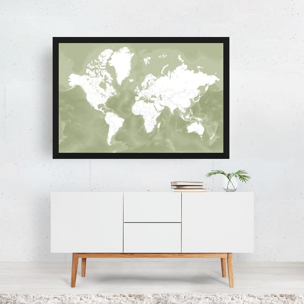 Maps Mid Century Modern World Map Art Print/Poster - Bed Bath & Beyond ...