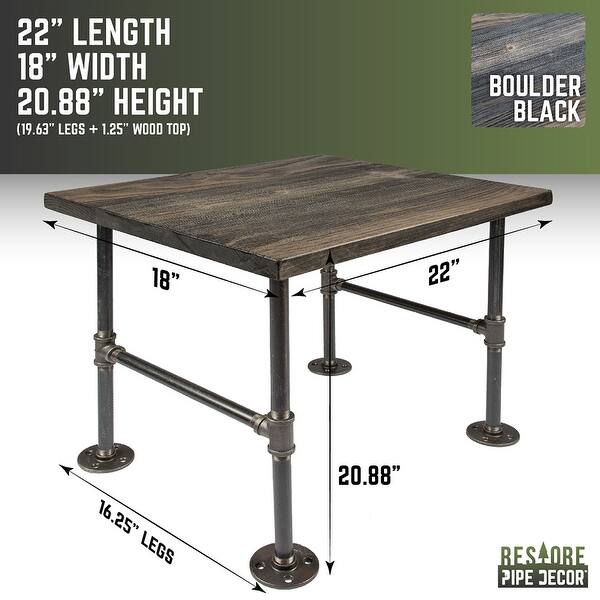 PIPE DECOR Solid Reclaimed Wood End Table with Industrial Pipe Legs ...