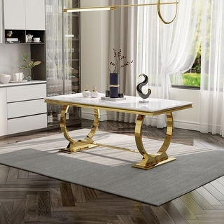 72 inch Rectangular Faux Marble Dining Table - Bed Bath & Beyond - 41276544