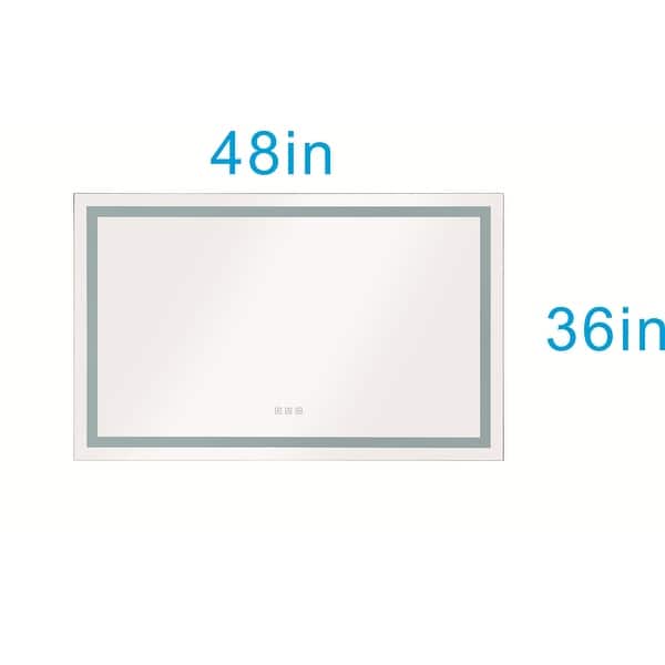 48 x 36 Inch LED Lighted Bathroom Anti-Fog Wall Mounted Mirror - Bed ...
