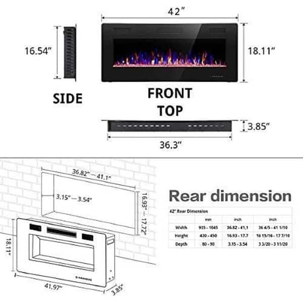 30"-60" Recessed and Wall Mounted Electric Fireplace,750-1500W - Bed ...