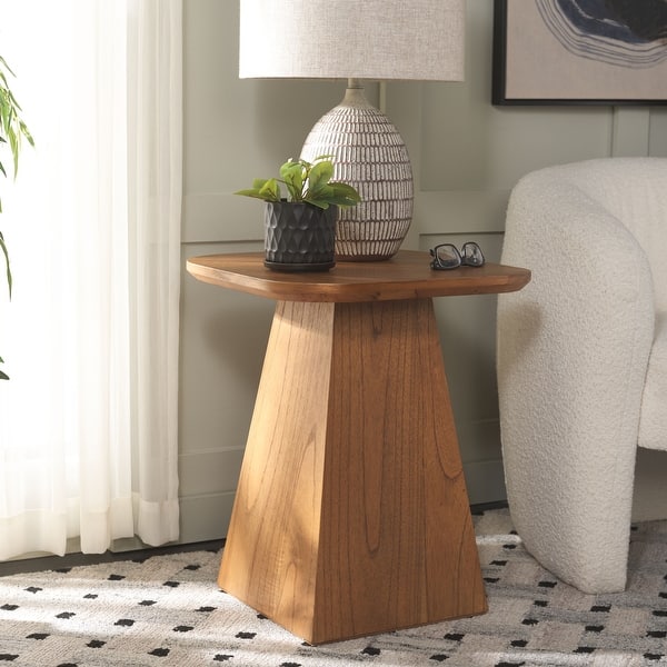 SAFAVIEH Jean Wood Grain Pedestal Accent Table (Fully Assembled ...