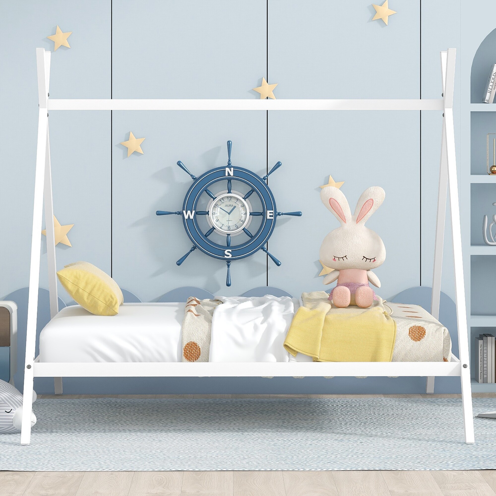House Bed Tent Bed Frame Full Size Metal Floor Play House Bed Kids Bed with Slatted Base for Kids Girls Boys Strong and Durable Bed Bath Beyond 36998977