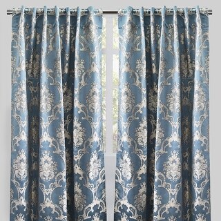 Rodeo Home Rod Pocket Katherine Damask Curtains (Set of 2) - 54" x 96 ...