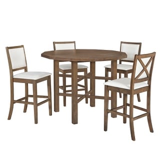 5-Piece Rubber Wood Classical Counter Height Dining Table Set ...