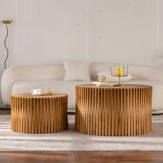 Vertical Textured Embossed Design Nesting Coffee Table Set - Bed Bath ...