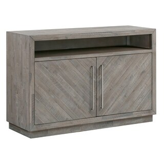 54 Inches Herringbone Pattern 2 Door Media Console, Gray - Bed Bath ...