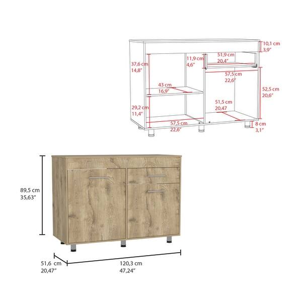 Utility Base Cabinet, One Drawer, Double Door -White / Macadamia - Bed ...