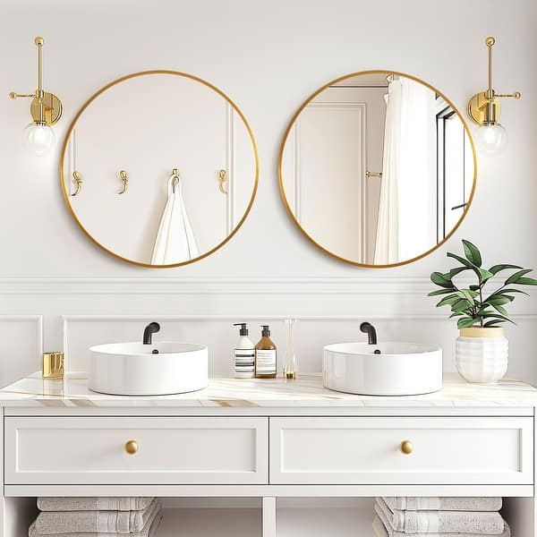round mirrors with gold frames
