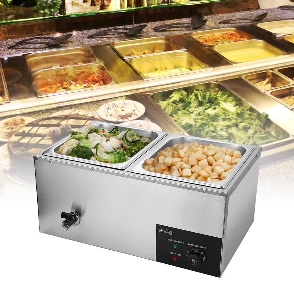 ZOKOP XTC1P-1/2 110V 600W 10.6QT/10L 2 Cells Bain Marie Food Warmer ...