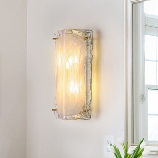 Modern Luxury Rectangular Cloud Glass Linear Wall Sconce - Bed Bath ...