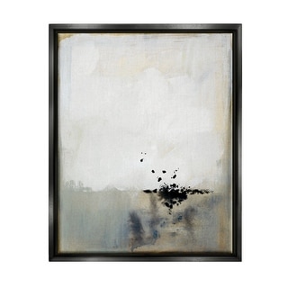Stupell Neutral Beige Abstract Painting Black Ink Splatter Floater ...