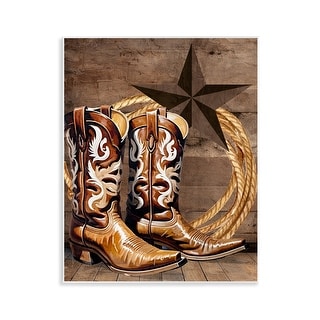 Stupell Cowboy Boots Lone Star Wall Plaque Art Design By Kim Allen ...