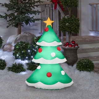 Gemmy Inflatable Christmas Tree with Snowy Layers, 3.5 ft Tall - Bed ...