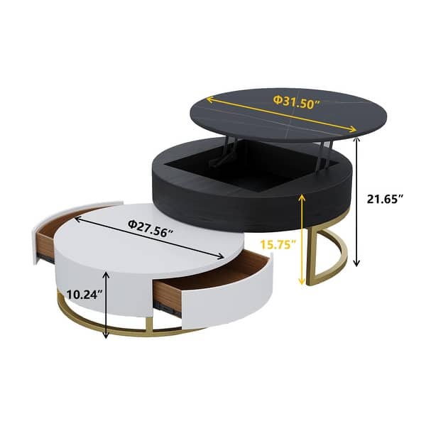 Round Coffee Table Storage Lift-Top Wood Coffee Table Lifts up with ...