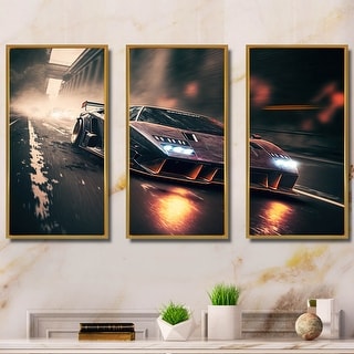 Designart "Red Italian Lambo Sports Car Racing In Urban Setting III ...