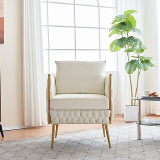 Modern Comfy Bucket Woven Velvet Accent Chair Arm Chair,Fluffy Tufted ...