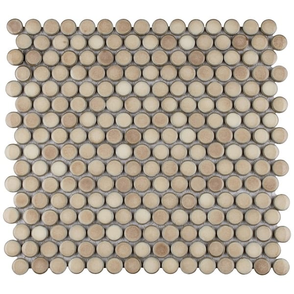 Merola Tile Hudson Penny Round Truffle 11-7/8" x 12-5/8" Porcelain ...
