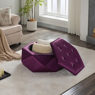 Polygon Shaped Velvet Diamond Tufted Storage Ottoman - Bed Bath ...