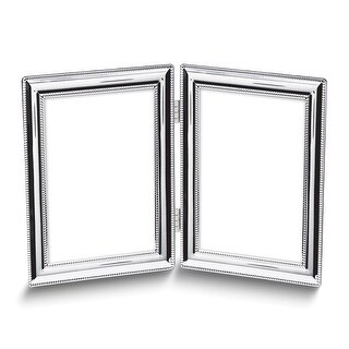 Curata Silver-Plated Lacquer-Coated Beaded Edge 5x7 Double Photo Frame ...