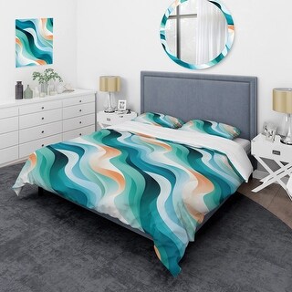 Designart "Coastal Green And Blue Geometry Geometric" Green Modern ...