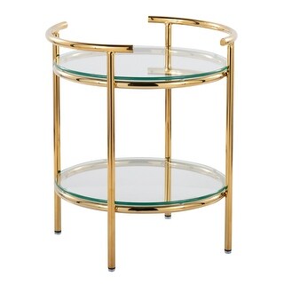 Rhonda Contemporary/Glam Side Table in Gold Metal and Clear Glass by ...