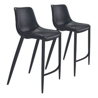 HomeRoots Set Of Two 43" Black Steel Low Back Bar Height Chairs With ...