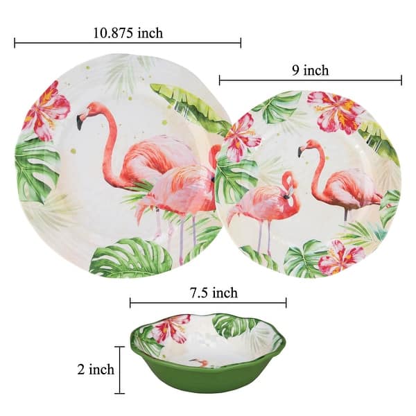 UPware 12-Piece Flamingo Melamine Dinnerware Set - Bed Bath & Beyond ...