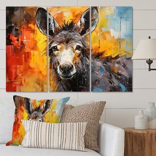 Designart "Grey Donkey Gentle Companion Collage" Animals Canvas Art ...