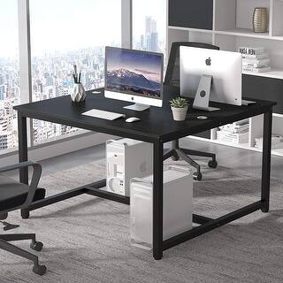 47x47 inch Computer Desk Two Person Desk Double Workstation Desk, Home ...