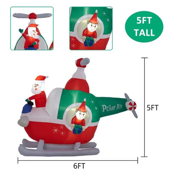 Kinbor Christmas Decorations Inflatable Helicopter - 6FT Wide Blow Up ...