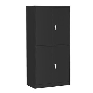 72" Locking Metal Cabinets with 4 Doors and Lock for Home Office - Bed ...