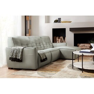 Rudea 121.5" Wide Upholstered Leather Sofa, Grey - Bed Bath & Beyond ...