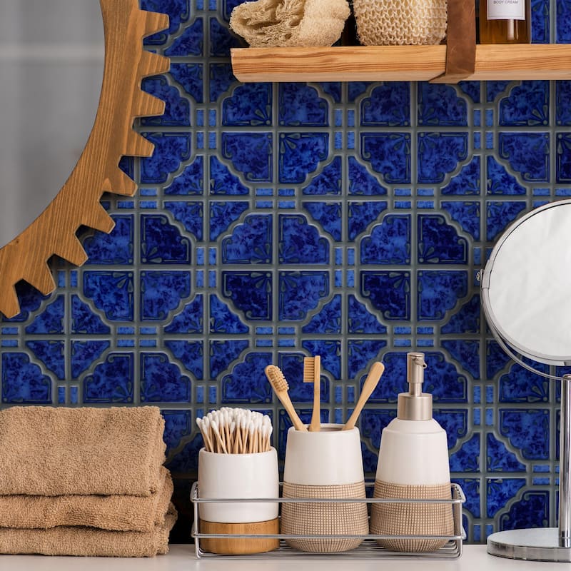 Merola Tile Osaka Blue Cloud 11-7/8" x 11-7/8" Porcelain Floor and Wall ...