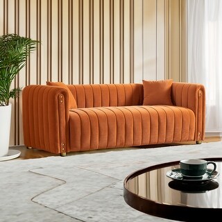 Modern 80 inch Multi-Seating Sofa Couch, Vertical Channel Tufted Velvet ...