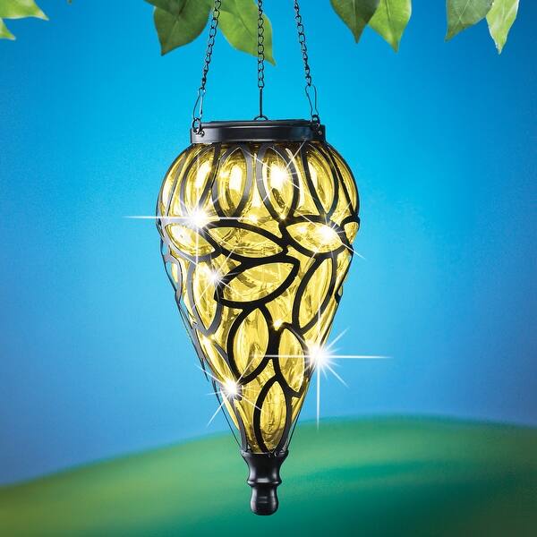 Elegant Modern Teardrop Solar Lighted Hanging Lanterns - 5.3 x 10.43 x ...