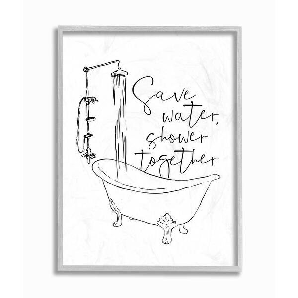 Stupell Shower Together Funny Ink Drawing Bathroom Design Framed Wall ...