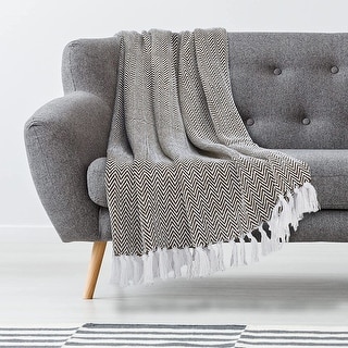 Handwoven Chevron Cotton Throw Blanket - All-Season Comfort with Boho ...