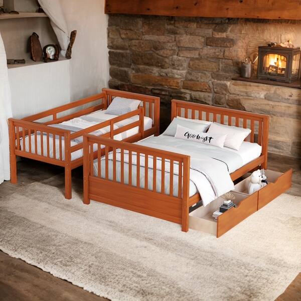 Modren Twin Over Full Functional Bunk Bed With Ladders and Two Storage ...