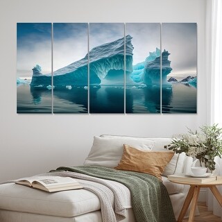 Designart "North Atlantic Blue And White Iceberg V" Coastal Multipanel ...