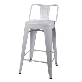 24 Inch Counter Height Low Back Metal Stool, Gloss White - Bed Bath ...