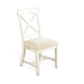 Rena Dining Chair Set of 2, X-Back Design, White Sand Mahogany Wood ...